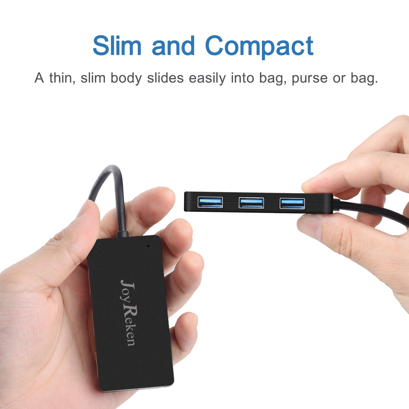 USB 3.0 Hub, JoyReken Ultra Slim 4-Port USB 3.0 Data Hub Portable Super Speed for MacBook, Mac Pro/Mini, iMac, XPS, Surface Pro, Notebook, PC, USB Flash Drives, Mobile HDD, and More[Upgraded]