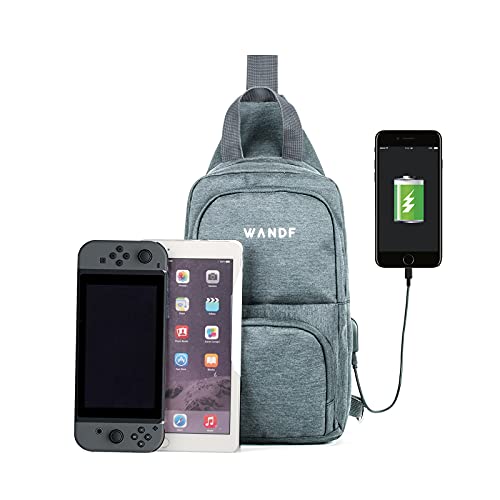 WANDF Switch Travel Bag, for Nintendo Switch Console, Dock, Joy-Con Grip & Switch Accessories, Protective Storage Sling Backpack Shoulder Bag for Nintendo Switch and iPad (Grey)