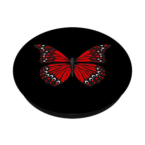 Red Butterfly Black Background PopSockets Swappable PopGrip
