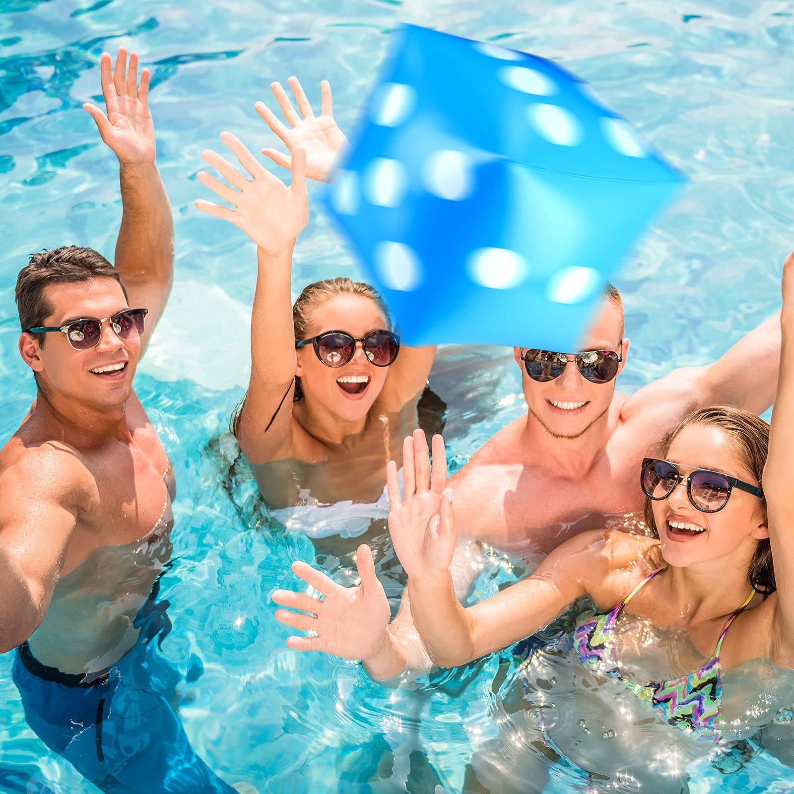 Sumind 12 Inch Jumbo Inflatable Dice Outdoor Fun Huge Inflatable Dice Set Include 3 Jumbo Inflatable Dices, 10 Pieces 12 mm Plastic Dices for Indoor Outdoor Broad Game and Pool Party Supplies Prop Toy