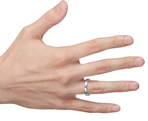 Bling Jewelry Plain Simple Thin Cigar Flat Couples Titanium Wedding Band Rings For Men For Women Polished Silver Tone Comfort Fit 3MM
