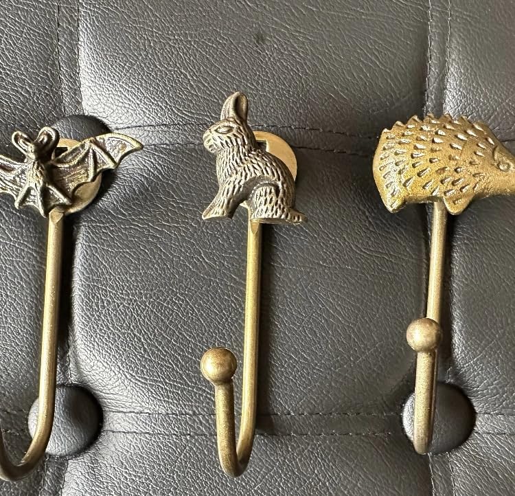 Knobs By Blossom Vintage Antique Brass Iron Wall Hooks Tie Backs Bronze Handmade Metal Animal Hook (20. Hedgehog), TFVSAH