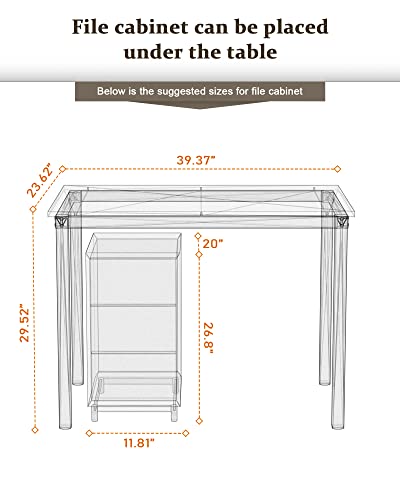 Teraves Computer Desk/Dining Table Office Desk Sturdy Writing Workstation for Home Office(39.37β, Black)