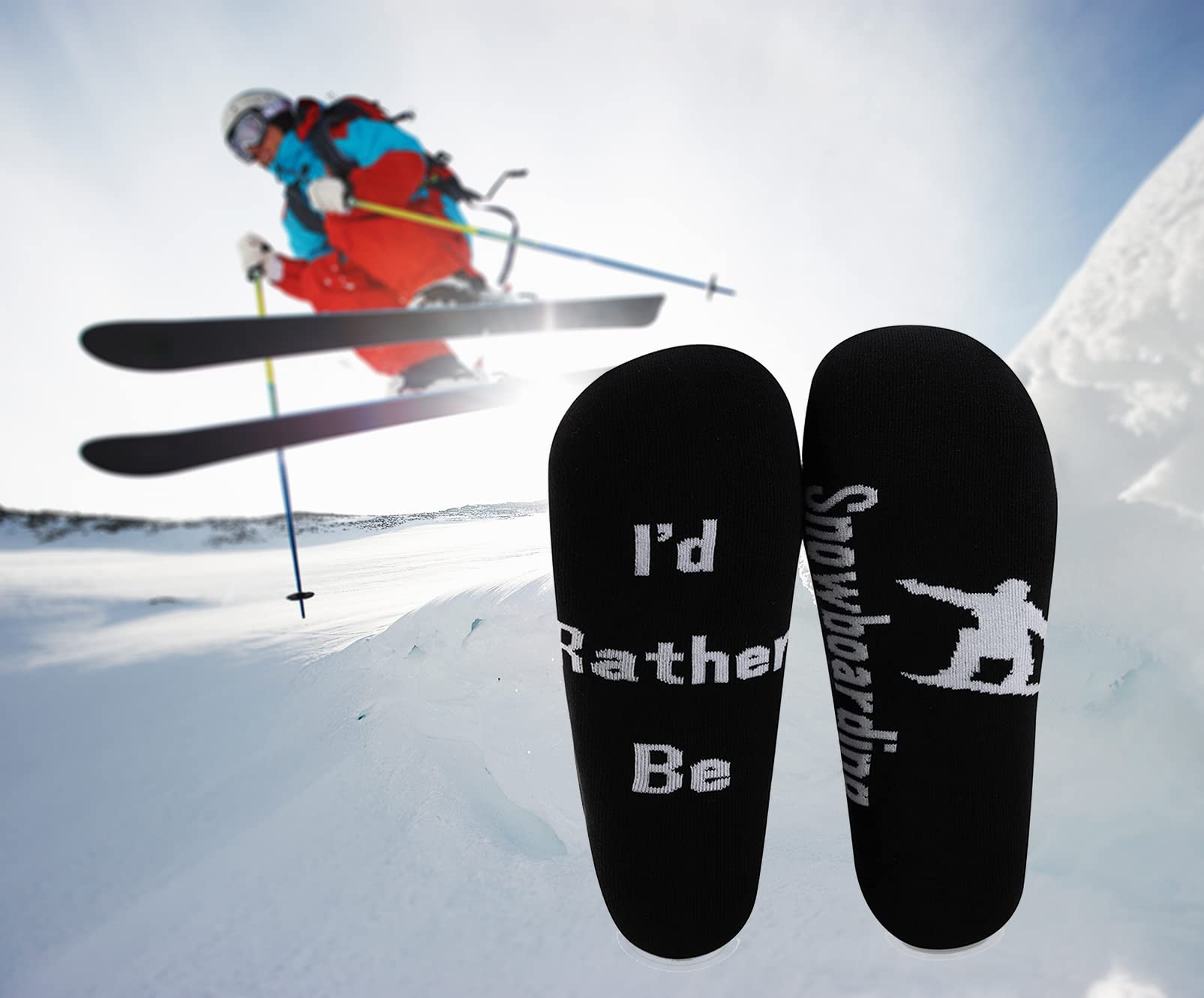 G2TUP Skiing Socks Skier Gift Snowboarder Casual Socks for Snowboarding Lovers I’d Rather Be Snowboarding (Skiing Socks)