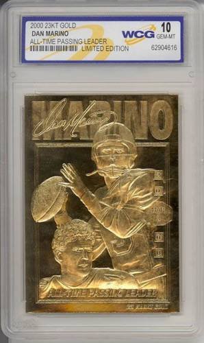 DAN Marino All TIME Passing Leader WCG GEM MT 10 Signature 23KT Gold Card!