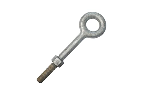 Steel Eyebolt, Not For Lifting, Galvanized Finish, 12" Length, Threads, Imported