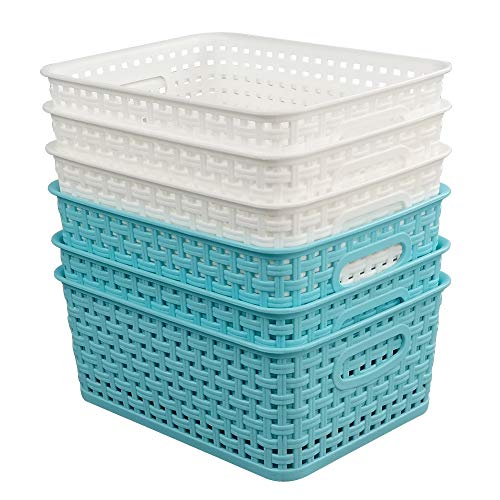 Vababa Plastic Storage Baskets/Storage Bins, Pack for 6