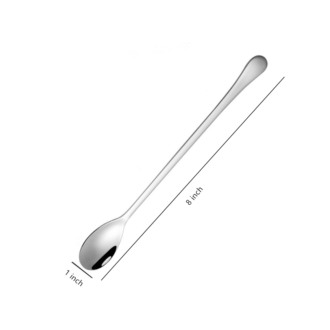 IZELOKAY 8-Inch Long Handle Ice scoop, Coffee Spoon, Ice Spoon, 304 Stainless Steel Cocktail Stirring Spoons, set of 2 (Silver)
