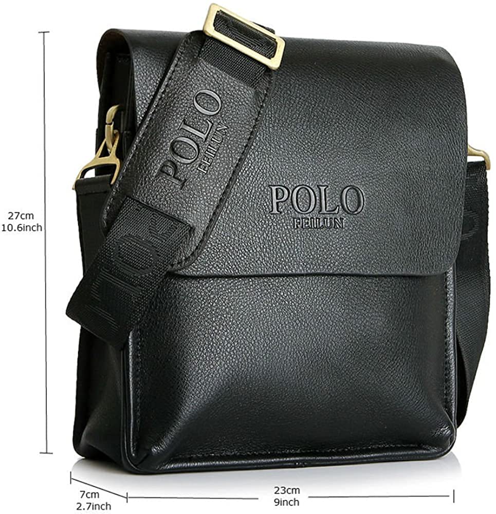 Men's Leather Messenger Bag, Man Shoulder Crossbody Classic Business Bags, Adjustable straps (Black)