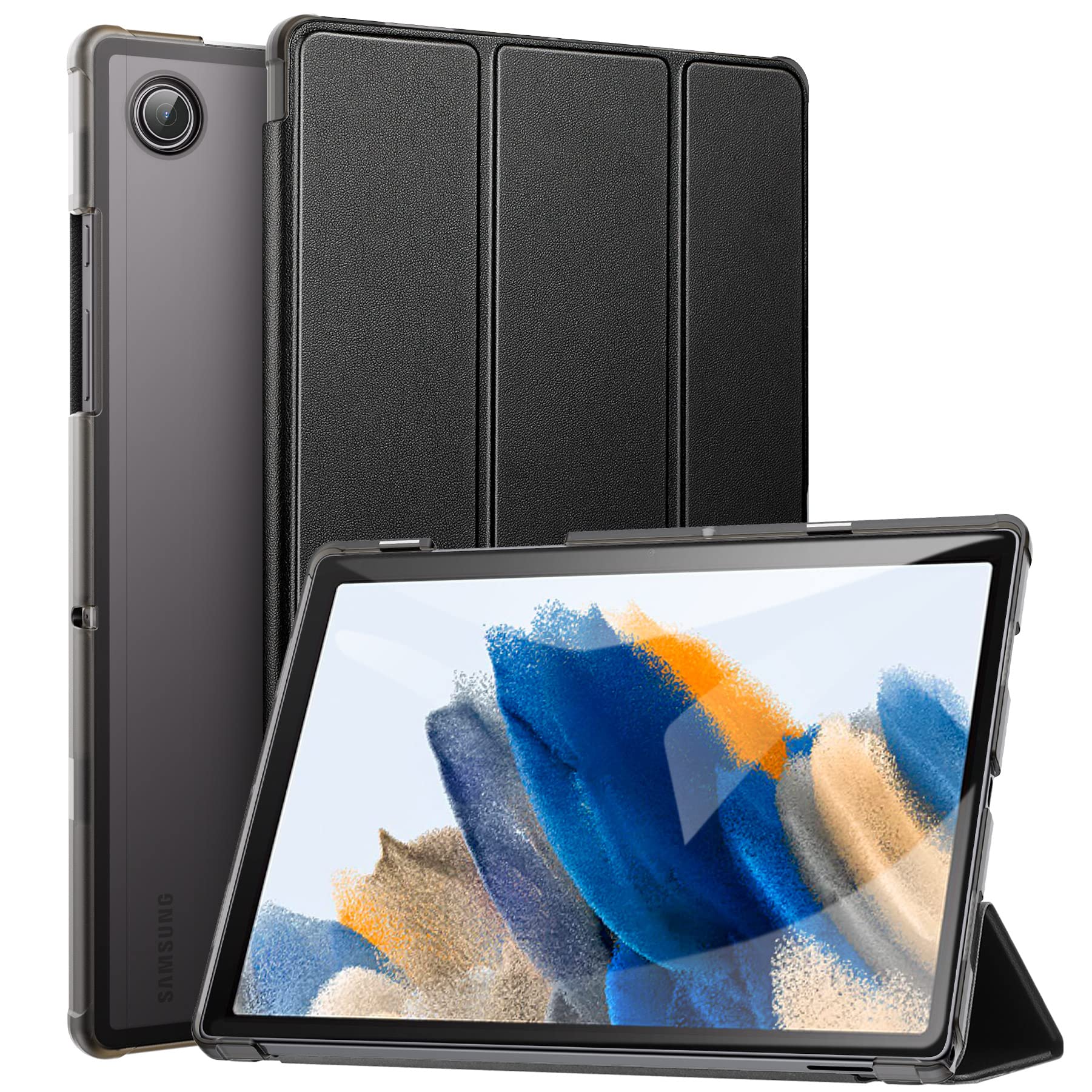 ZtotopCases Slim Case for Samsung Galaxy Tab A8 10.5 Case 2022, Lightweight Trifold TPU Stand Cover, Full Protective Case for Samsung Galaxy A8 10.5 Inch Tablet SM-X200/X205/X207, Black