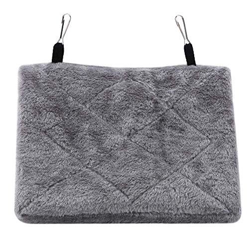Peony Parrot Hammock Bird Nest Warm Soft Plush Hammock Hanging Cage Tent for Birds Parrot Winter Warm Bed Pet Toy Pouch Cotton Bed (M- Gray)