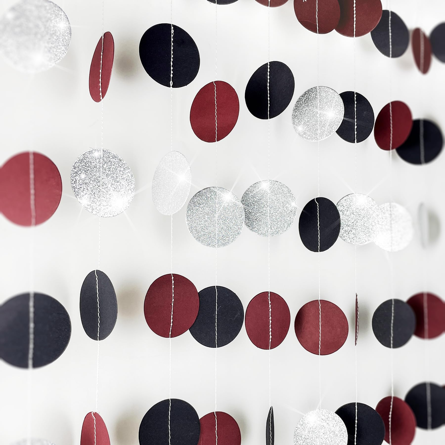Graduation Decorations Maroon Black 2024/Maroon Black Birthday Party Decorations Bridal Shower Wedding/Burgundy Black Graduation Party Decorations/Burgundy Black Circle Paper Garlands 2pcs