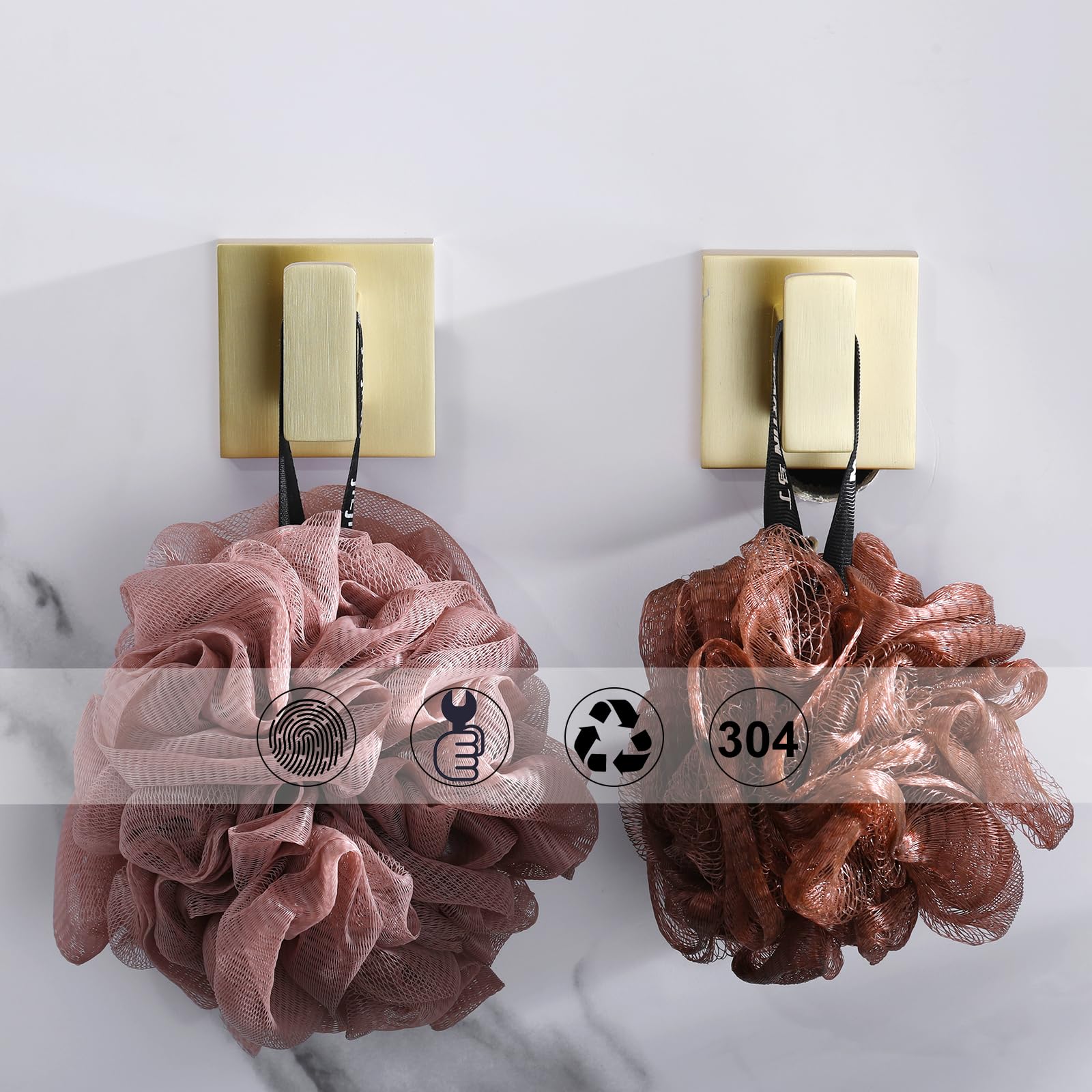 LANC Wall Hook Bathroom Accessories Towel Hooks Black and Gold Coat Hooks Heavy Duty Square Robe Hook Wall Mounted for Kitchen Household Hotel Hanger Hook Stainless Steel 3-Pack,A9005GK-P3