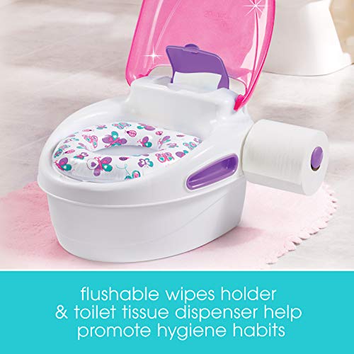 Summer Step by Step Potty, Pink - 3-in-1 Potty Training Toilet - Features Contoured Seat, Flushable Wipes Holder and Toilet Tissue Dispenser, 13x9.5x15.5 Inch (Pack of 1)