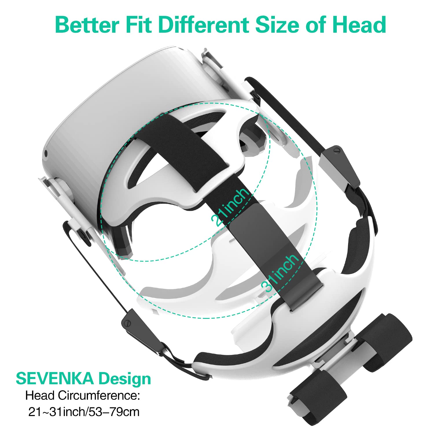 SEVENKA Head Strap for Quest 2 VR Headset, Replacement for Elite Strap, Headband with Battery Holder Bracket for Enhanced Support & Comfort in VR, Reduce Head Pressure (Power Bank not Included)