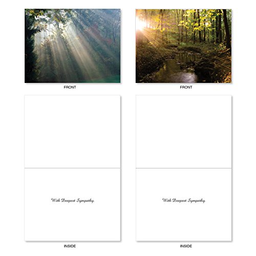 The Best Card Company - 10 Assorted Sympathy Cards Boxed (4 x 5.12 Inch) - Condolence, Bereavement Greetings - Shining Through AM1735SMG-B1x10