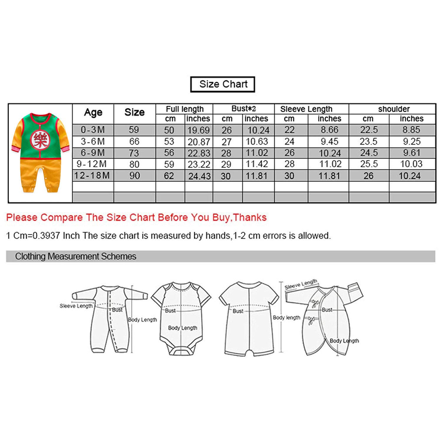 Yierying Newborn Baby Boy Girl Anime Cute Romper Jumpsuit Bodysuit Clothes Outfit Cosplay Playsuit