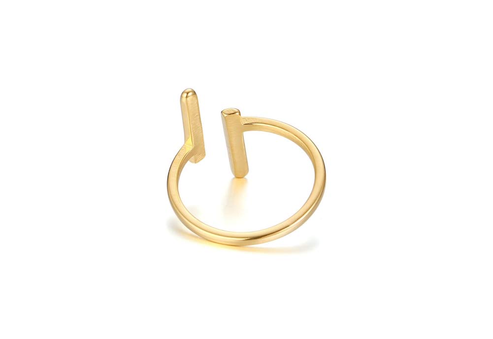 Ximi Jewelry Stainless Steel Fashion Parallel Line Simple Ring For Women, Gold Plated, Size 6-8 (Yellow, 6)