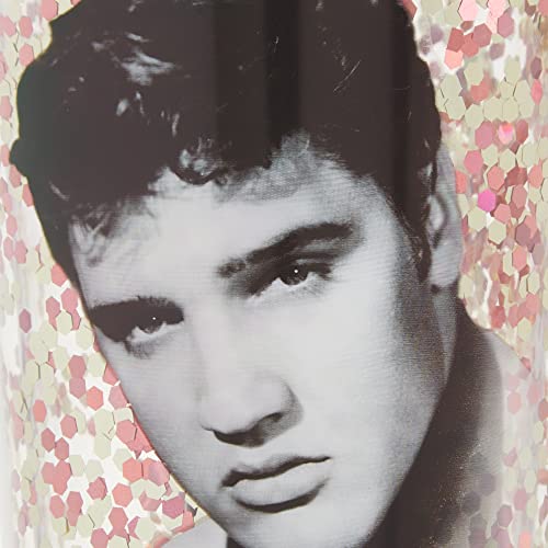 Spoontiques - Glitter Filled Acrylic Tumbler - Glitter Cup with Straw - 20 oz - Stainless Steel Locking Lid with Straw - Double Wall Insulated - BPA Free - Elvis Presley