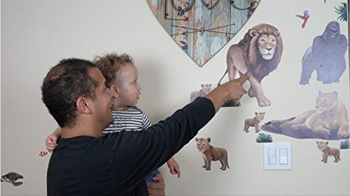 Small Jungle Animal Wall Decals (23) Lion, Elephant, Giraffe, Jaguar, Monkey Peel & Stick Wild Jungle Safari Theme Ideas Kids Room Decor Wall Stickers Birthday Decoration