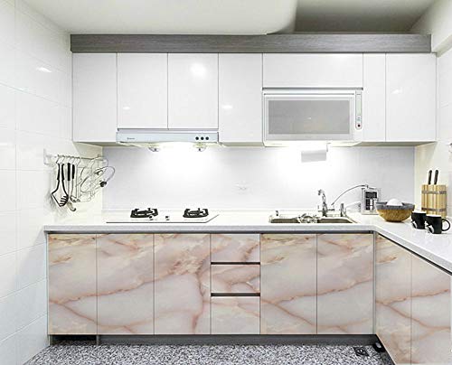 Teemall Self Adhesive Jade Look Marble Gloss Film Contact Paper Waterproof Shelf Liner Drawer Cabinet Sticker 15.6inch by 78inch