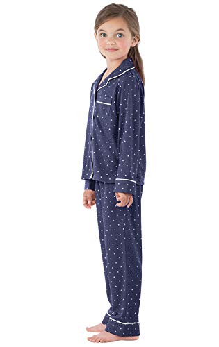 PajamaGram Boy Pajamas - Girl Pajamas, Navy Polka Dot, 12