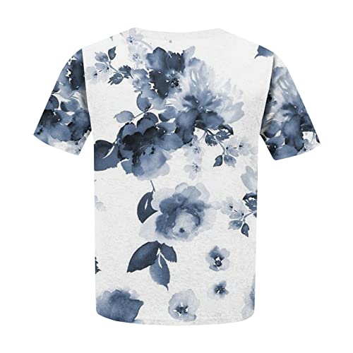 Womens Plus Summer Tops Plus Size Tops for Women Plus Size Tops for Women Summer Short Sleeve Tunics Peals Shirts Floral 01-White 4X-Large