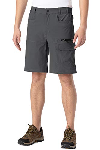 Gopune Men's Lightweight Quick Dry Shorts Workout Running Gym Cargo Shorts (Deep Grey,36)