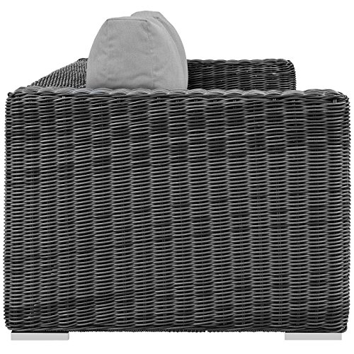Modway Summon Wicker Rattan Outdoor Patio Sunbrella Sofa in Canvas Gray