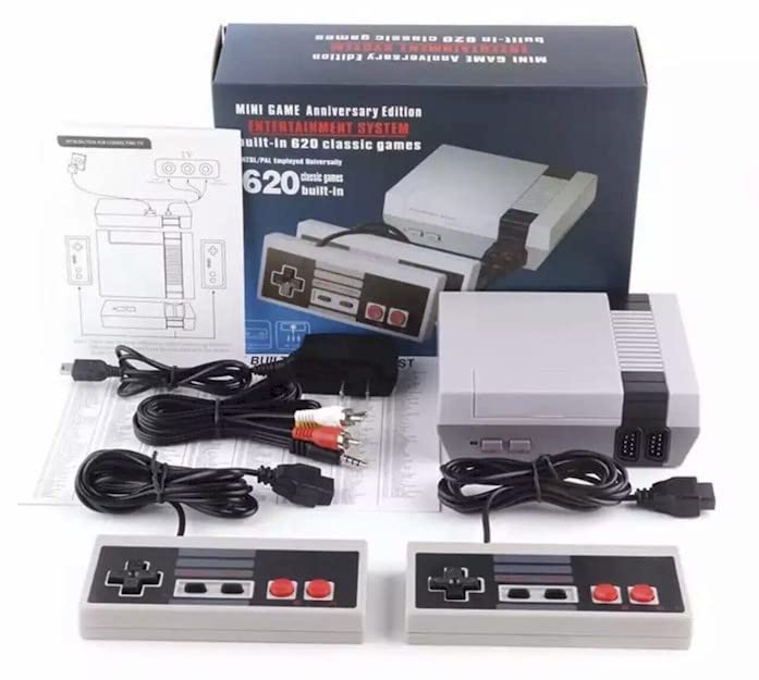 Retro Classic Game Console, Mini Classic Game System Built-in 620 Classic Handheld Games and 2X 4 Classic Edition Controller Av Output Video Games