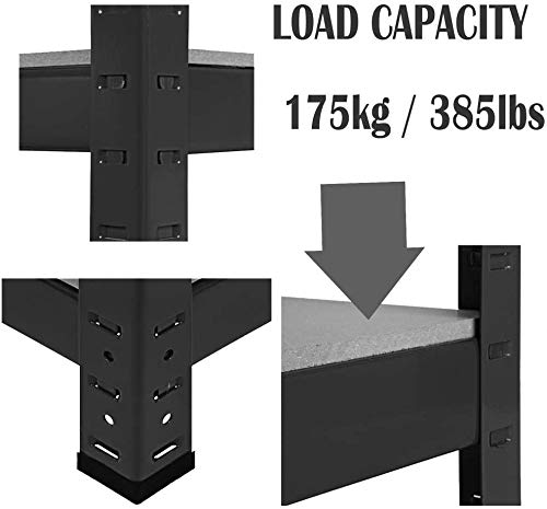 YINF 5-Tier Metal Shelving Unit Adjustable Garage Storage Utility Rack Heavy Duty Shelves Organization Multipurpose Shelf Warehouse Basement Kitchen Living Room 27.5" L x 11.8" W x 59" H, 1 Pack