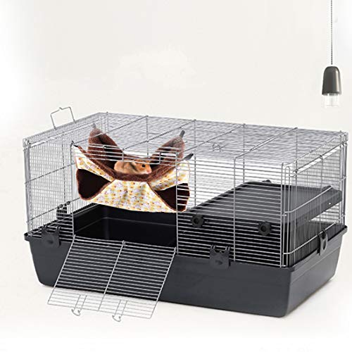 Tfwadmx Rat Double Hammock, Ferret Bunkbed Warm Fleece Hanging Bed Pet Cage Accessories Toys for Sugar Glider Degu Guinea Pig Gerbil Chinchilla Squirrel Hamster Mouse Mice(13.8x13.8 in)