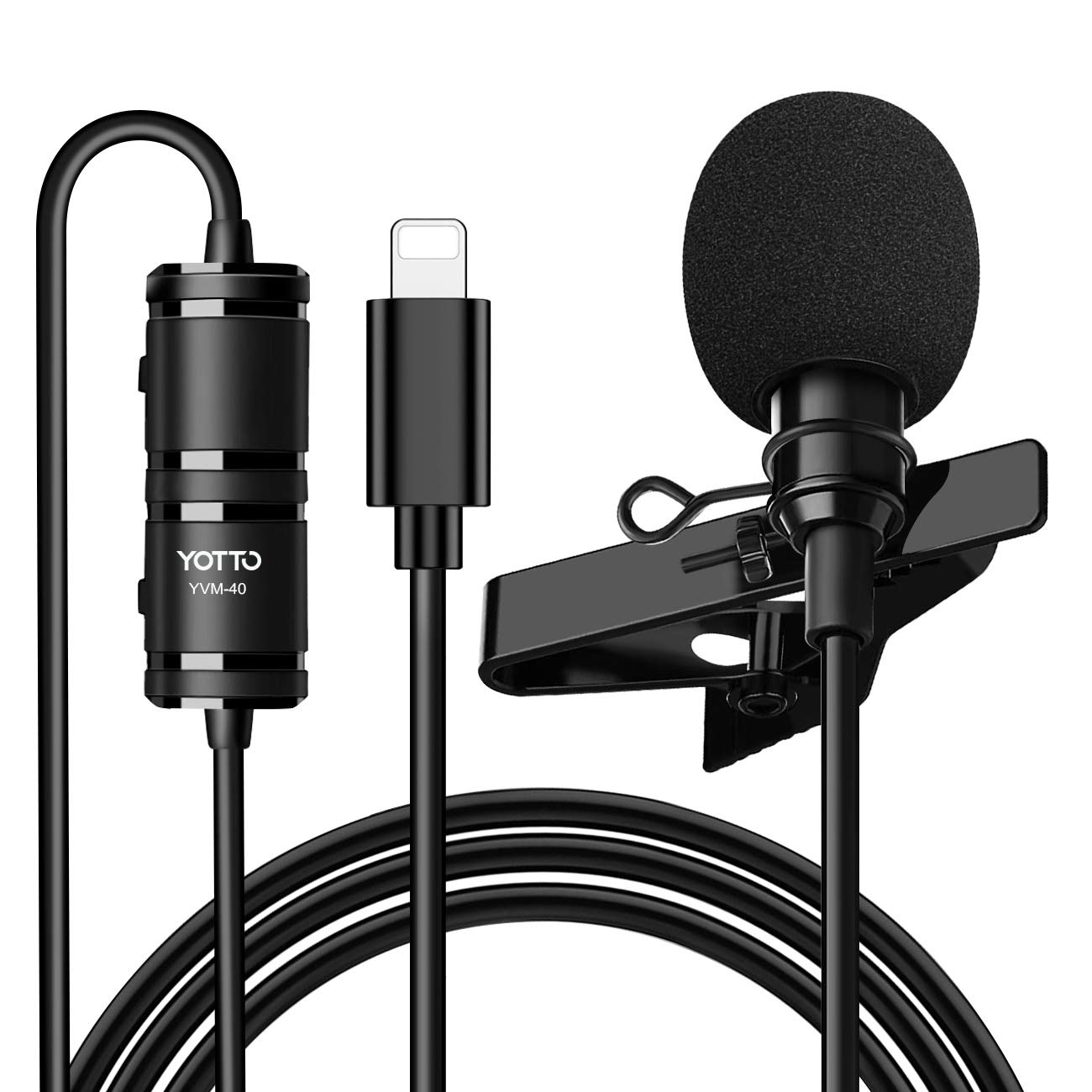YOTTO Lavalier Microphone Professional Omnidirectional Condenser Lapel Mic Recording Mic Compatible with iPhone, iPad for YouTube, Interview, Video (6.5m/ 19.5ft Cable) with Leather Bag