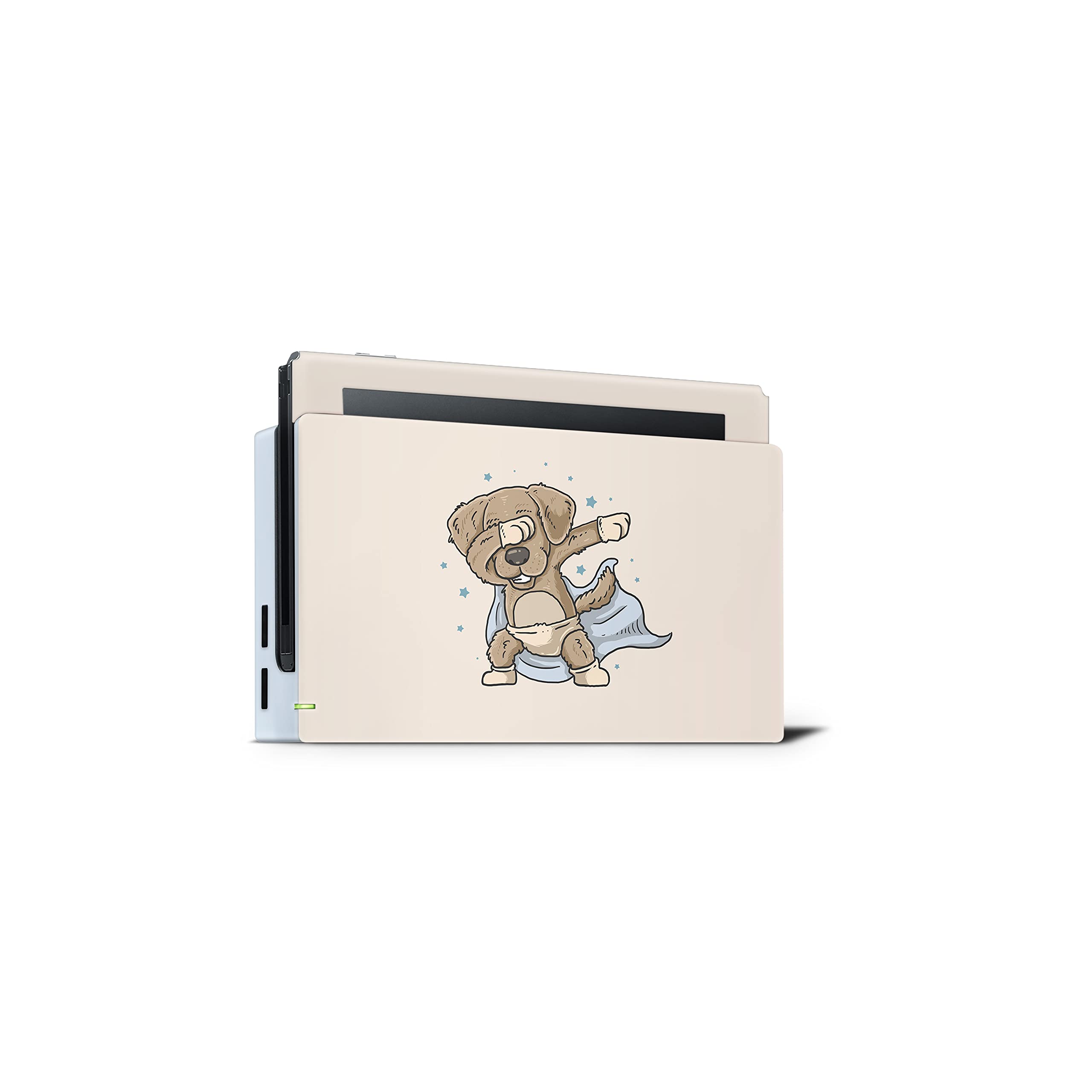 Tacky Design Cute Dog Skin Compatible with Nintendo Switch Skin Wrap Cover, Kawaii Blue Skin for Nintendo Switch Stickers, Premium Vinyl 3M Full Wrap Decal, Compatible with Joy-Con, Console, Dock.