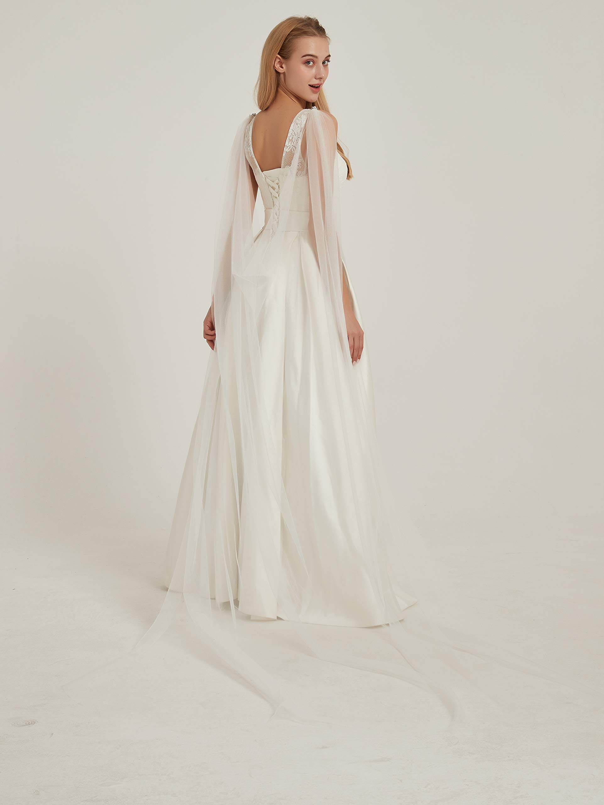 Shoulder Cape Veil Tulle Church Bridal Cape Veil Chapel Wedding Veil B018 (Ivory)
