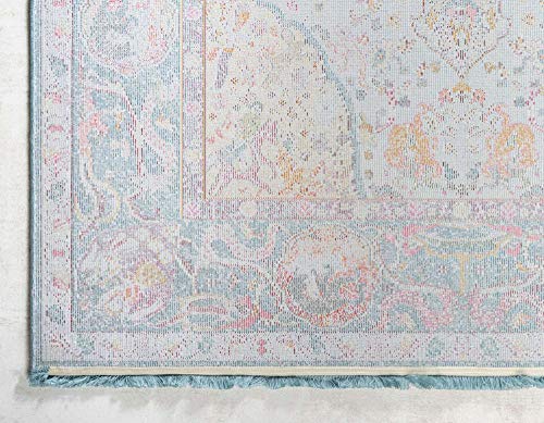 Unique Loom Baracoa Collection Area Rug - Rumba (8' 4" x 10' Rectangle, Light Blue/ Cream)
