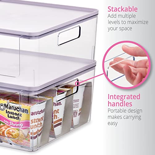 Rosanna Pansino x iDesign Recycled Plastic Open Front Kitchen Storage Bin with Lid, Clear Bin/Lavender Sprinkles Lid, 12β x 12β x 6β