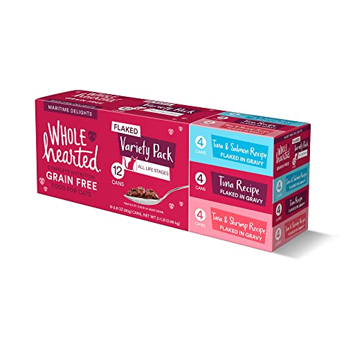WholeHearted Grain Free Maritime Delights Flaked Wet Cat Food Variety Pack for All Life Stages, 2.8 oz.