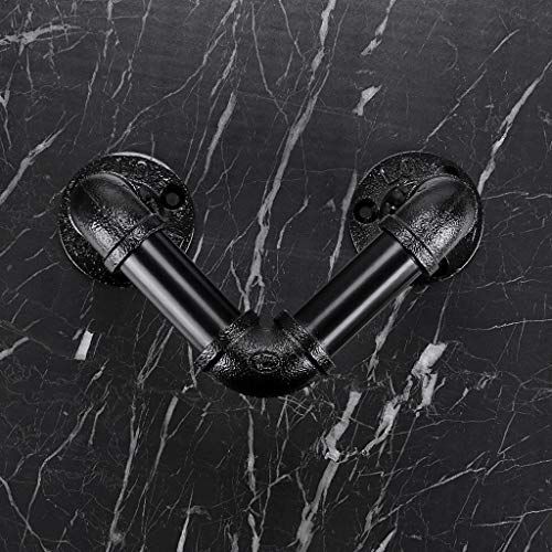 Sumnacon Vintage Style Towel Rack Holder-Industrial Pipe Metal Wall Mounted Towel Holder Organizer with Hardware for Bathroom, Kitchen, Bedroom, Electroplated Black Finish