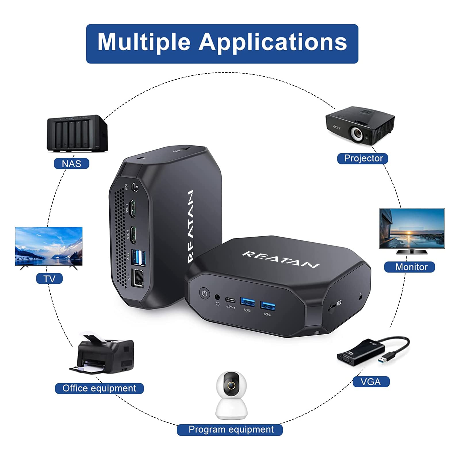 Reatan Mini PC Ryzen 7 3750H AMD Processor(up to 4.0GHz),DDR4 16GB RAM 512GB NVMe M.2 SSD,WiFi6E,Triple 4K@60Hz Display Dual HDMI,Windows 11 Pro Mini Computer,Gigabit Ethernet, USB 3.1, HTPC, Gaming