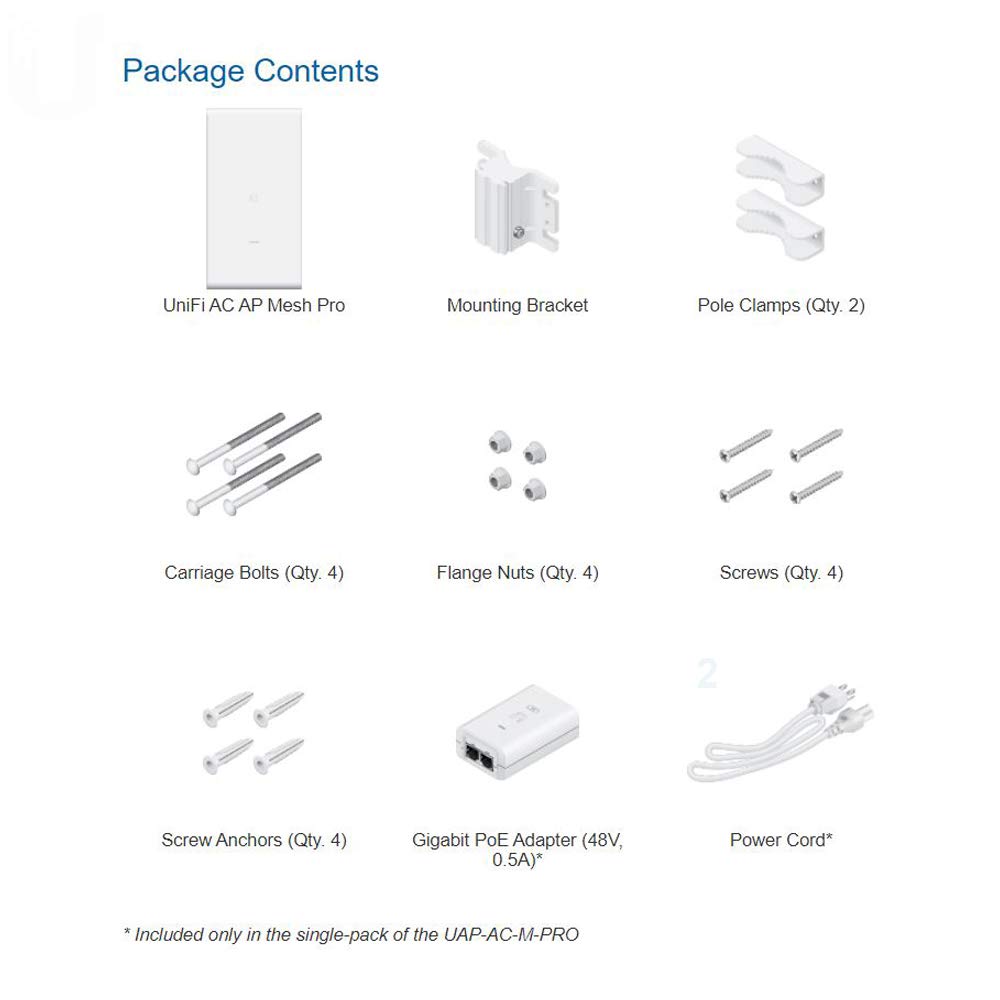 UniFi AC Mesh Wireless Access Point UAP-AC-M-PRO-US 802.11ac 3x3 MIMO Outdoor Wi-Fi (2 Units)