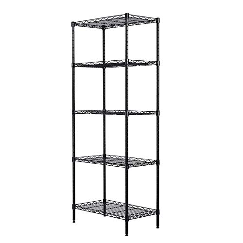 wenyuyu 5 Tier Storage Shelf Rack Black Metal Heavy Duty Wire Shelving Unit Organizer Shelves for Pantry Garage Closet Kitchen Laundry Bathroom