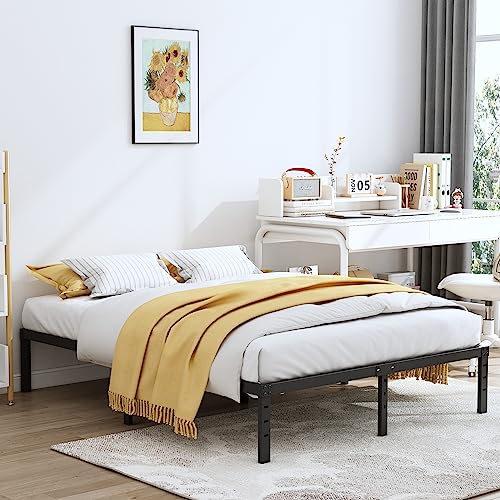 YUSENHEEI 14 Inch Full Size Bed Frame, No Box Spring Needed, Heavy Duty Metal Platform Bed Frame with Large Underbed Storage Space, Noise Free, Easy Assembly, Black