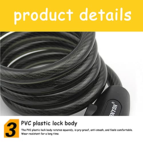 UFFD Bike Lock, Bike Locks Cable Lock,Coiled Secure Keys Bike Cable Lock with Mounting Bracket, 1/2 Inch Diameter (Color : Green, Size : 12MM/120CM)