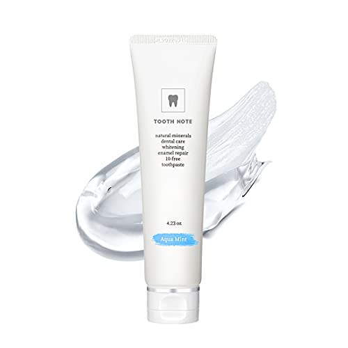 Toothnote Teeth Whitening Fluoride-Free Toothpaste for Sensitive Teeth, Whiten Tooth Enamel, Dry Mouth, Bad Breath, Muddy Taste - Helps Fresh Breath, Natural Oral Care (1 Aqua Mint)