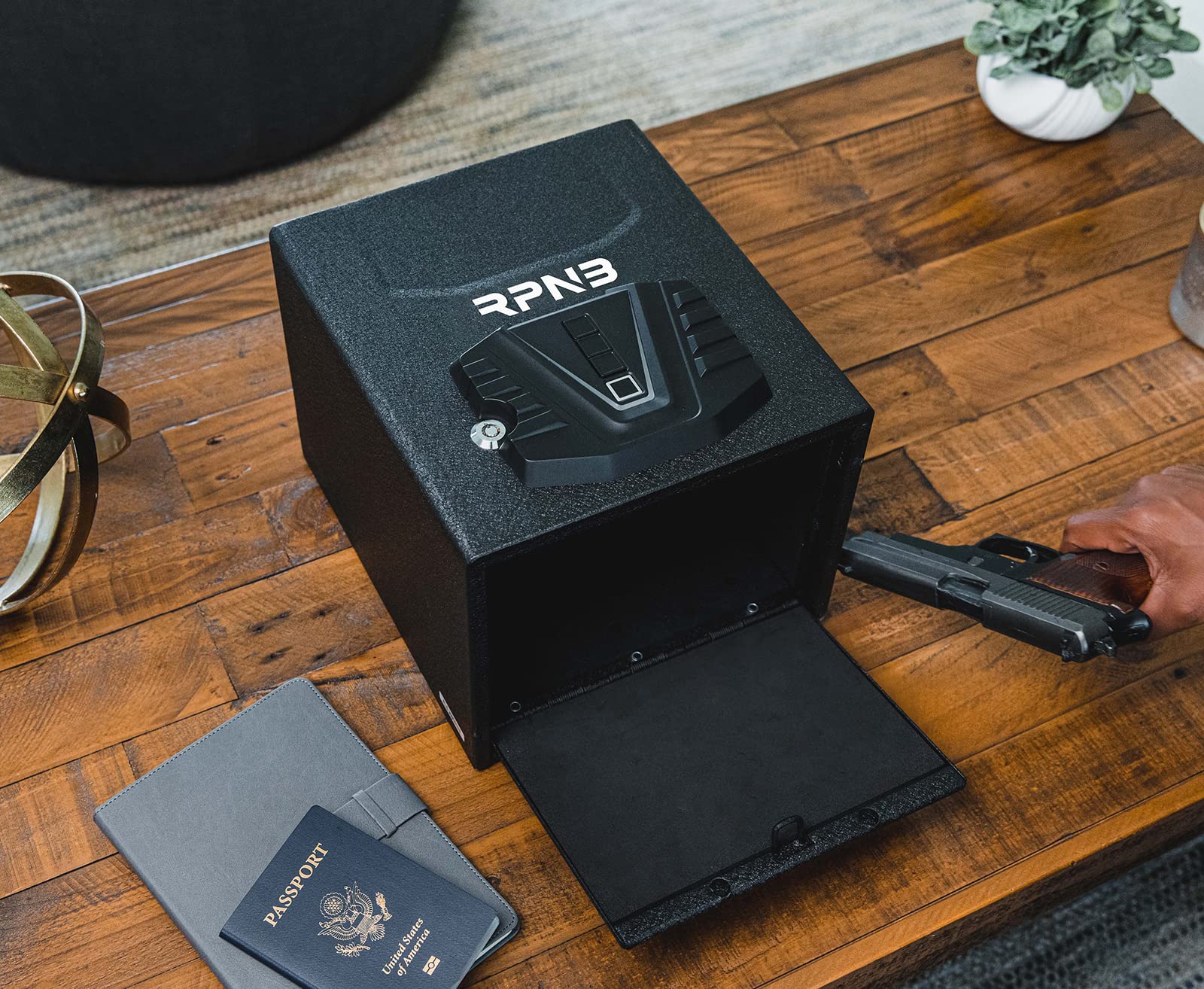 RPNB Gun Security Safe, Quick-Access Firearm Safety Device with Biometric Fingerprint & Digital Key Pad