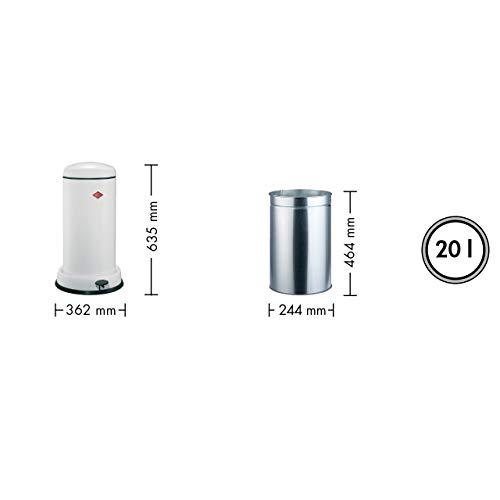 Wesco Baseboy Stainless Steel Waste Bin in Almond with a Volume of 20 litres - with Foot Pedal 38 x 38 x cm