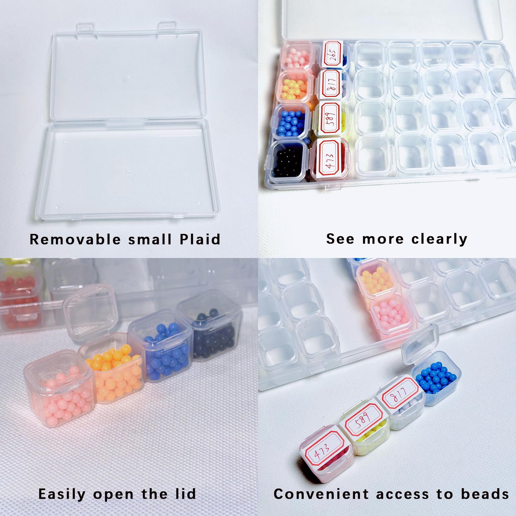 Generic Diamond Painting Accessories Storage Containers 56 Slots 2 Pack 28 Grid Bead Container Includes 64 pcs Labels Plastic Organizer Diamond Art Bead Box, Clear, 749813135770