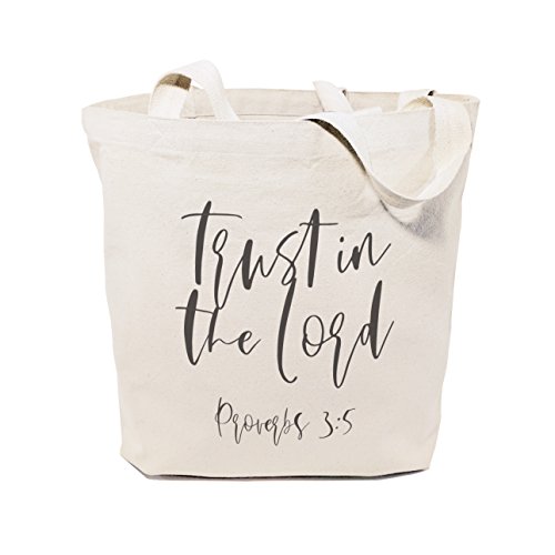 The Cotton & Canvas Co. Trust in the Lord, Proverbs 3:5 Beach, Shopping and Travel Resusable Shoulder Tote and Religious Bible Verse Handbag