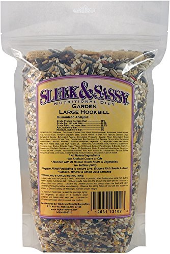 SLEEK & SASSY NUTRITIONAL DIET Garden Large Hookbill Parrot Food for Large Conures, Amazons, African Greys, Cockatoos, Pionus-Parrots & Small Macaws (2 lbs.)